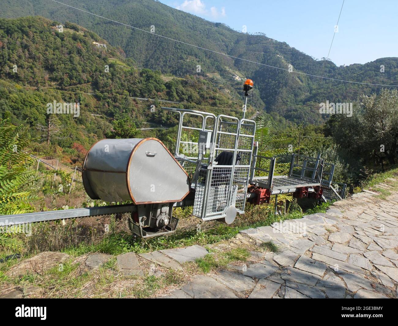 Rail system for transporting grapes in Italy's Cinque Terre Stock Photo ...
