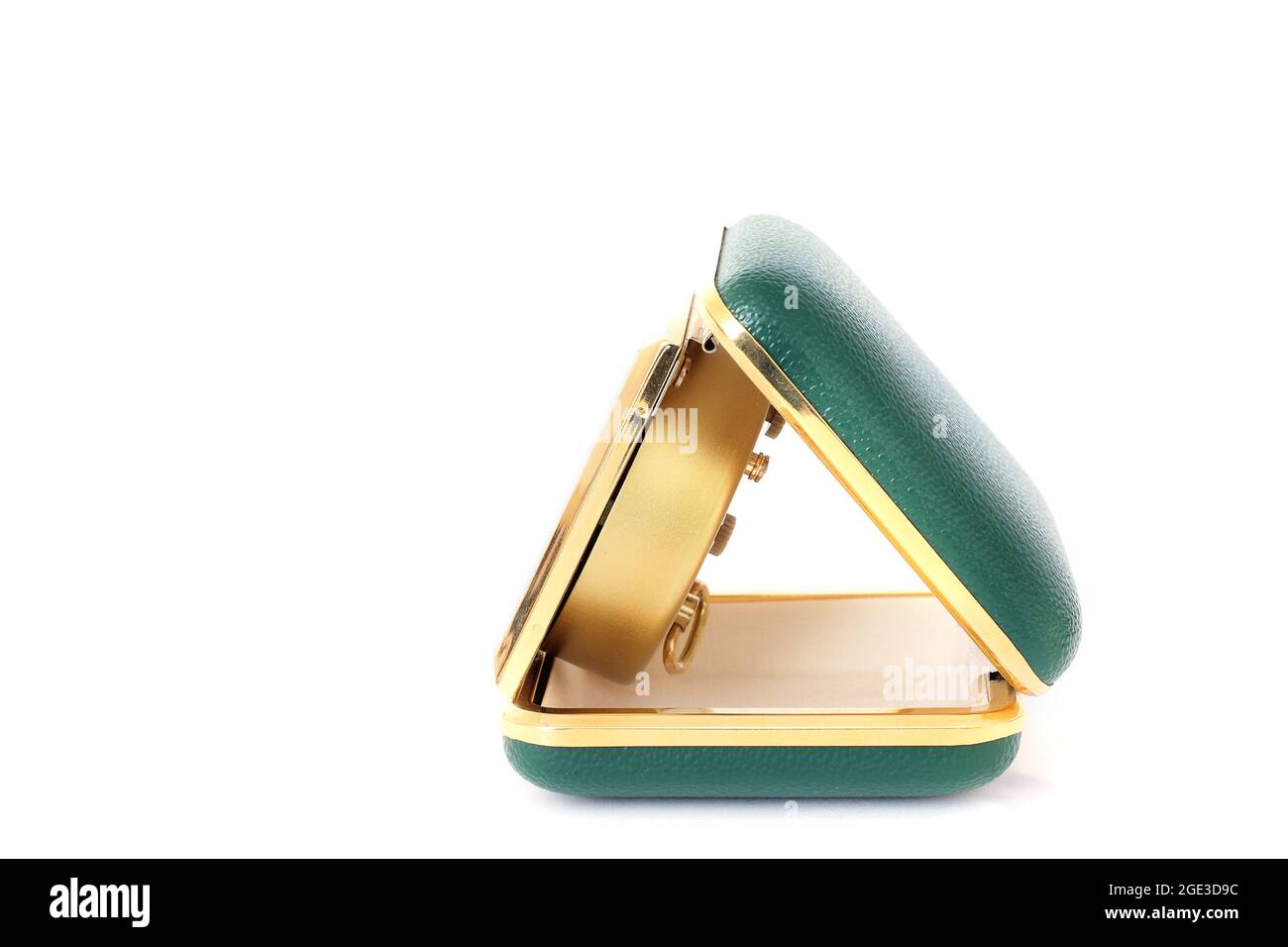 Old retro travel clock on a white background Stock Photo - Alamy