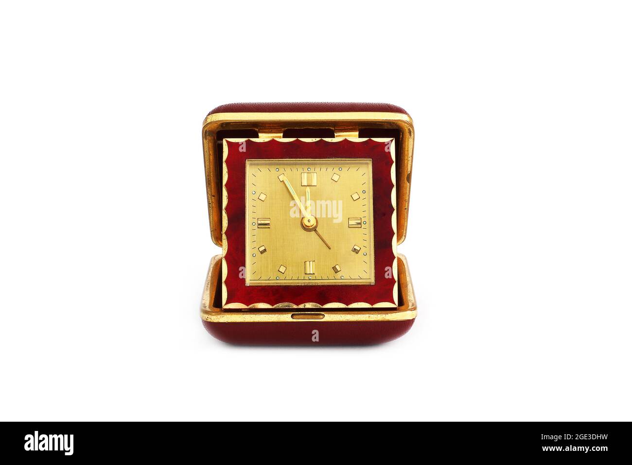 Old retro travel clock on a white background Stock Photo - Alamy