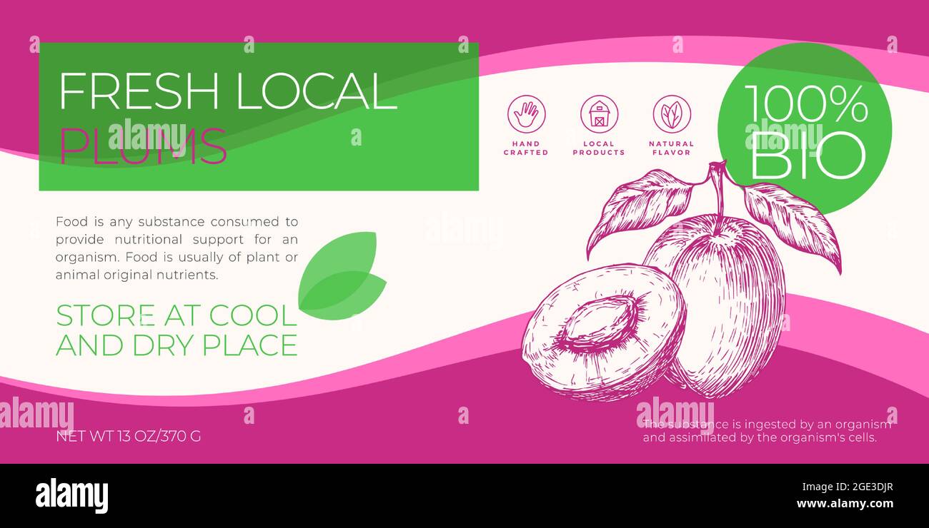 Fresh Local Fruits and Berries Label Template. Abstract Vector ...