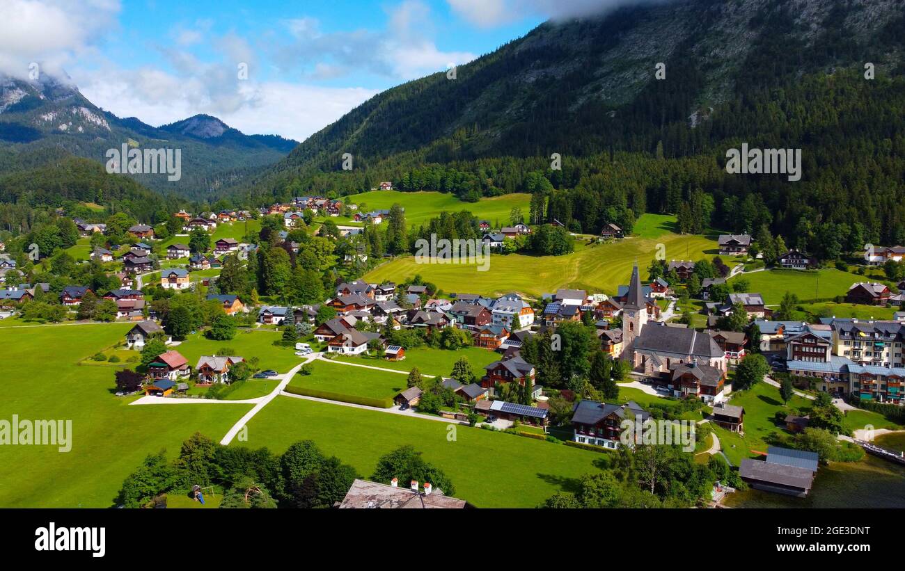 The village of Altaussee in Austria - aerial view Stock Photo - Alamy