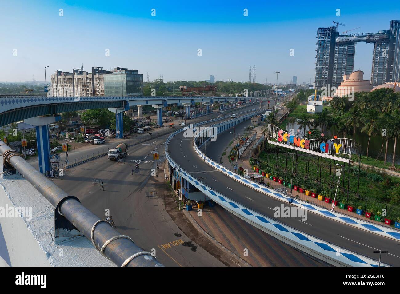 Kolkata, West Bengal, India - January 1st 2016 : View of traffic below ...