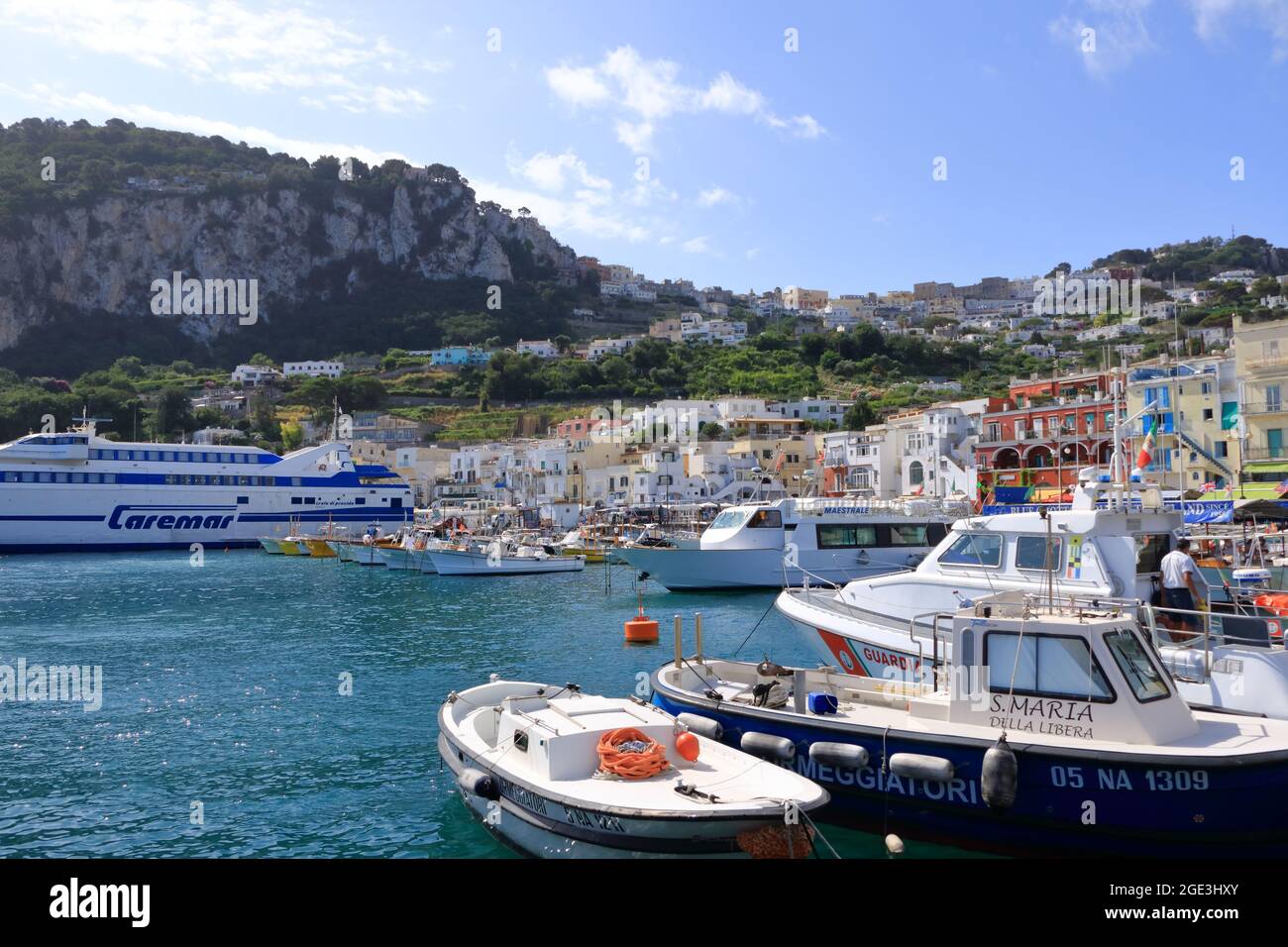 July 14 2021 - Capri, Italy: Port of the island Capri in the gulf of ...