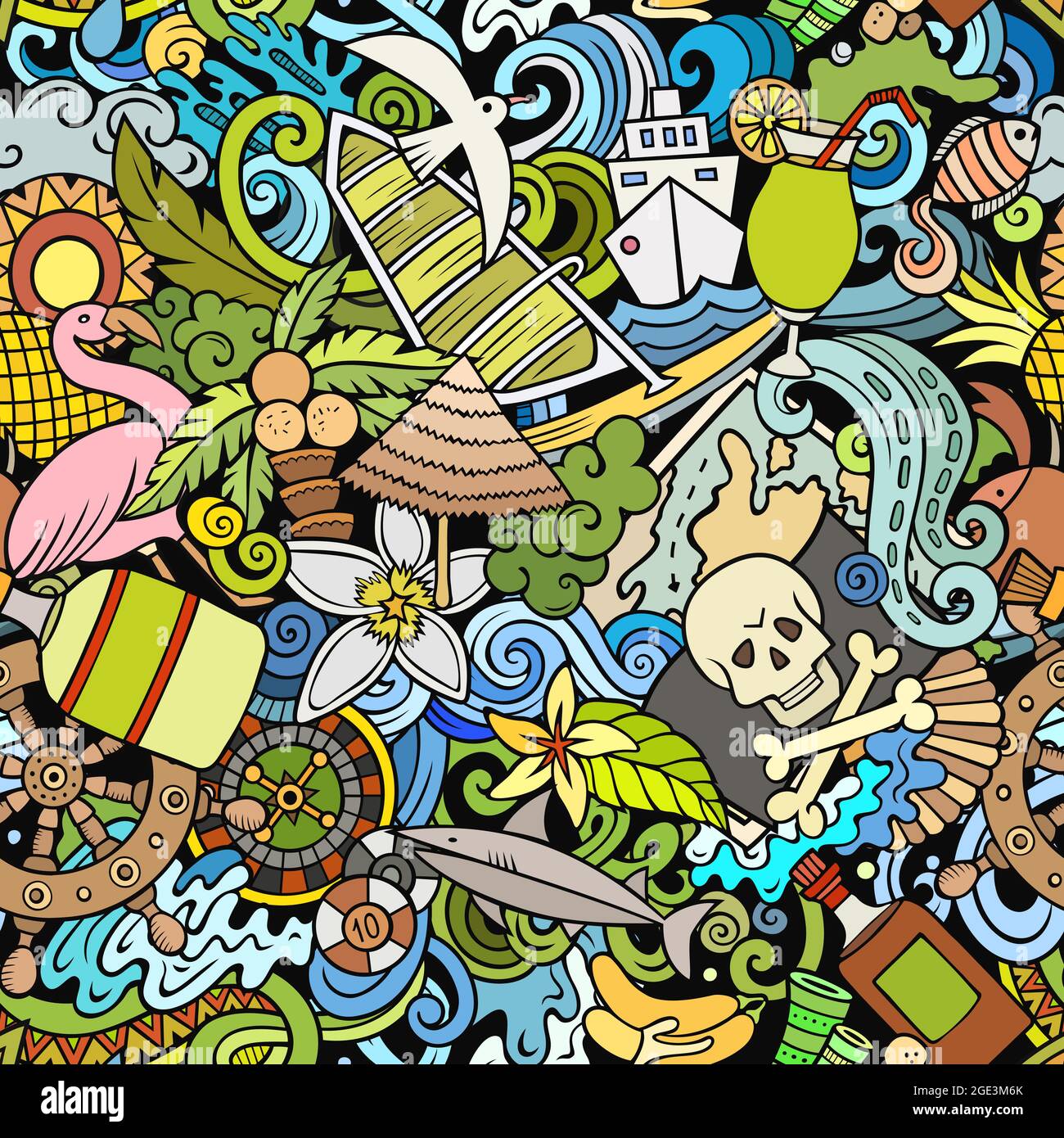 Cartoon doodles Bahamas seamless pattern Stock Vector Image & Art - Alamy