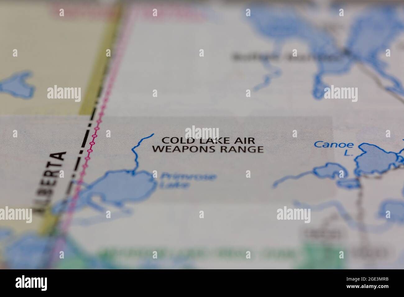 Cold lake Air Weapons Range Saskatchewan Canada Shown on a road map or ...