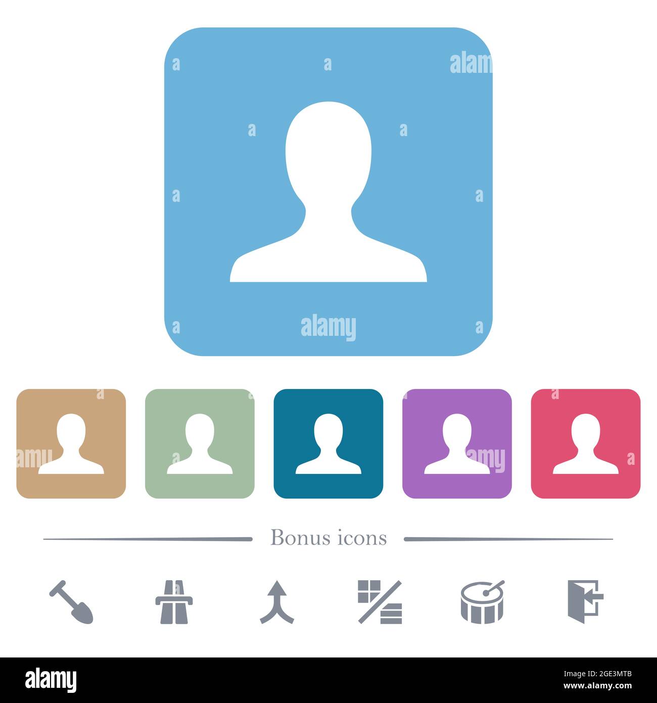 Blank user avatar white flat icons on color rounded square backgrounds ...