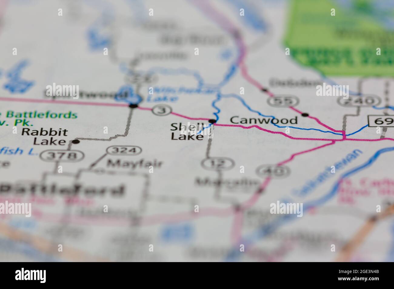 Shell lake on a map hi-res stock photography and images - Alamy