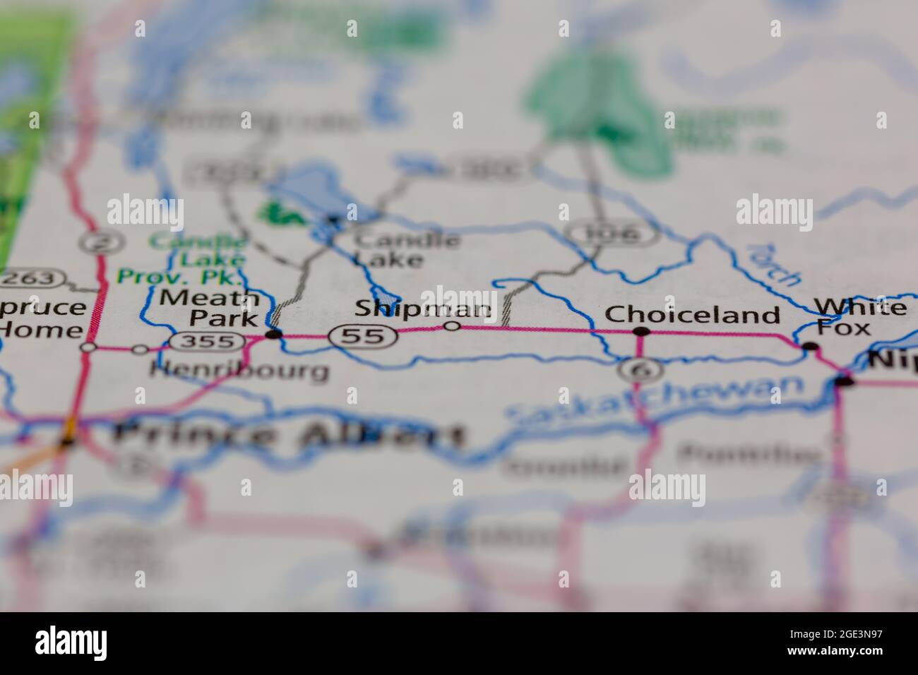 Shipman Saskatchewan Canada Shown on a road map or Geography map Stock ...