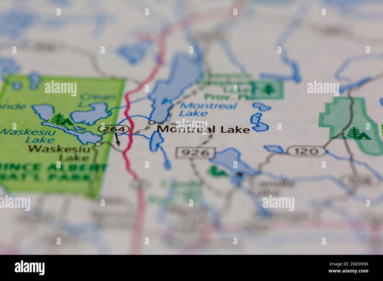 Montreal Lake Saskatchewan Canada Shown on a road map or Geography map ...