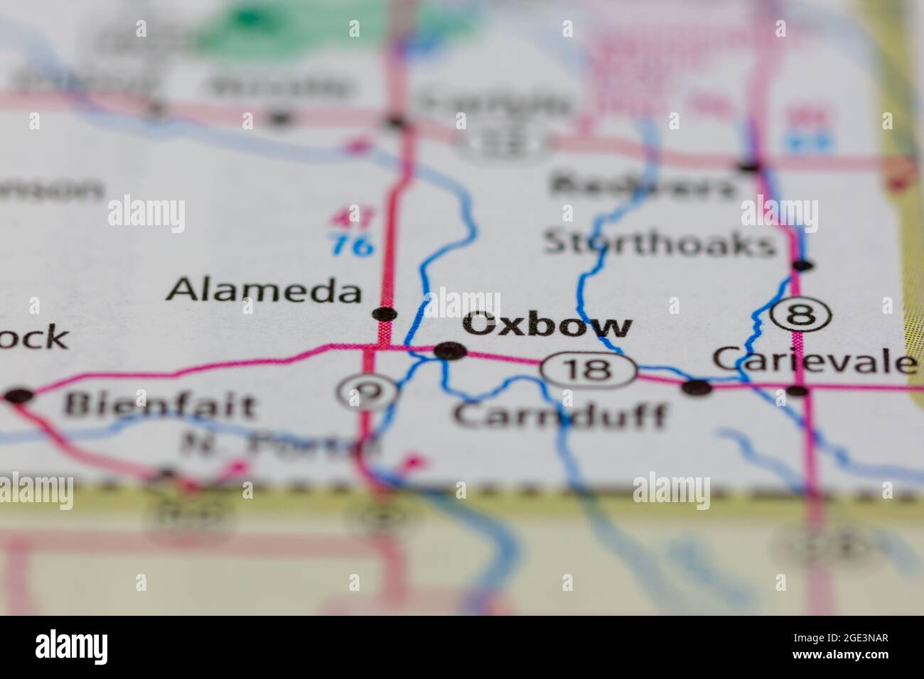 Oxbow Saskatchewan Canada Shown on a road map or Geography map Stock ...