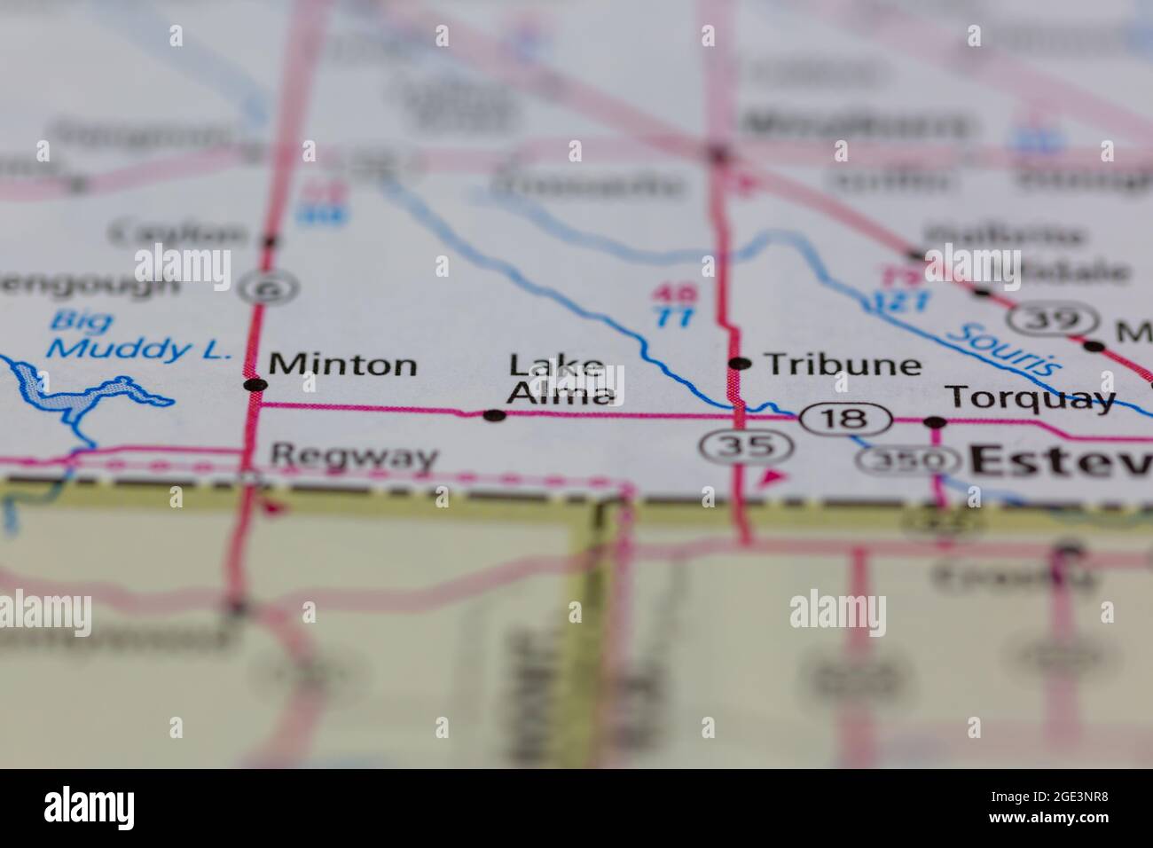 Lake Alma Saskatchewan Canada Shown on a road map or Geography map ...