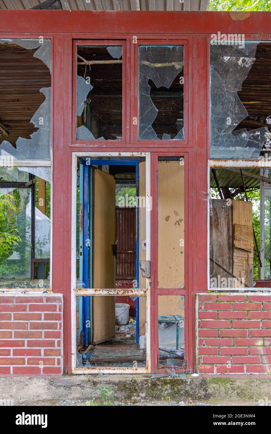 Broken All Glass Windows at Abandoned Building Structure Stock Photo ...