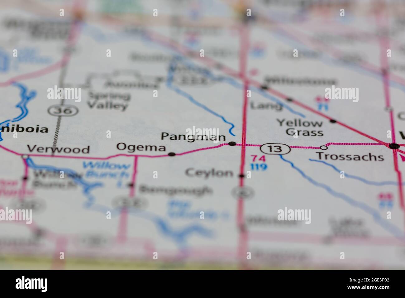 Pangman Saskatchewan Canada Shown on a road map or Geography map Stock ...