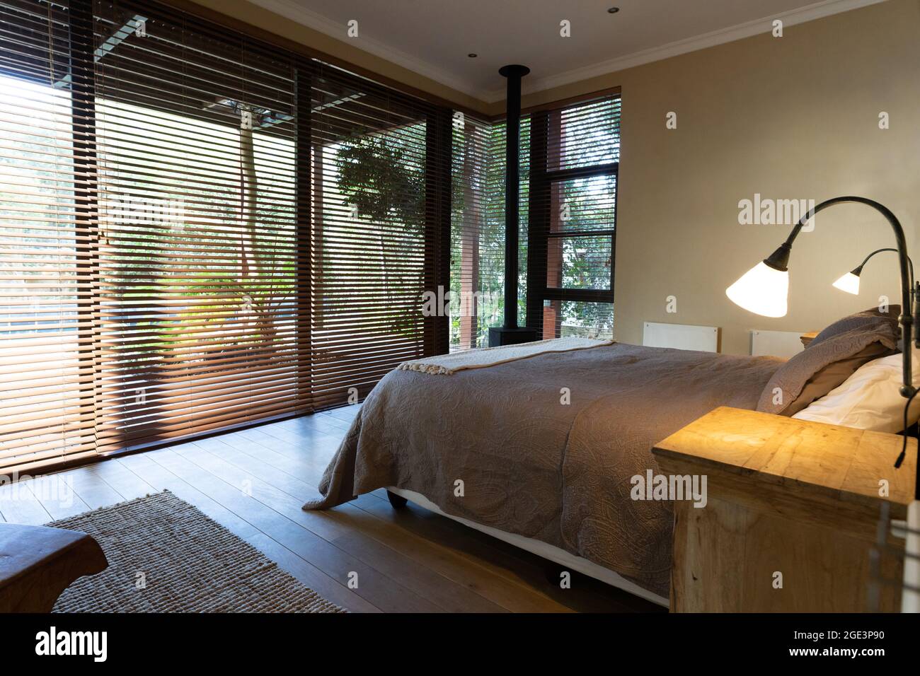 Interior of beautiful luxury bedroom of comfortable modern home Stock ...