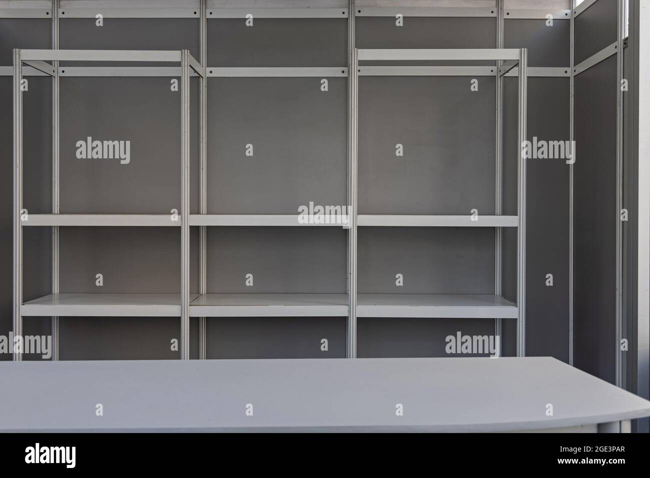 Big Empty Shelf in Vacant Retail Shop Stock Photo - Alamy