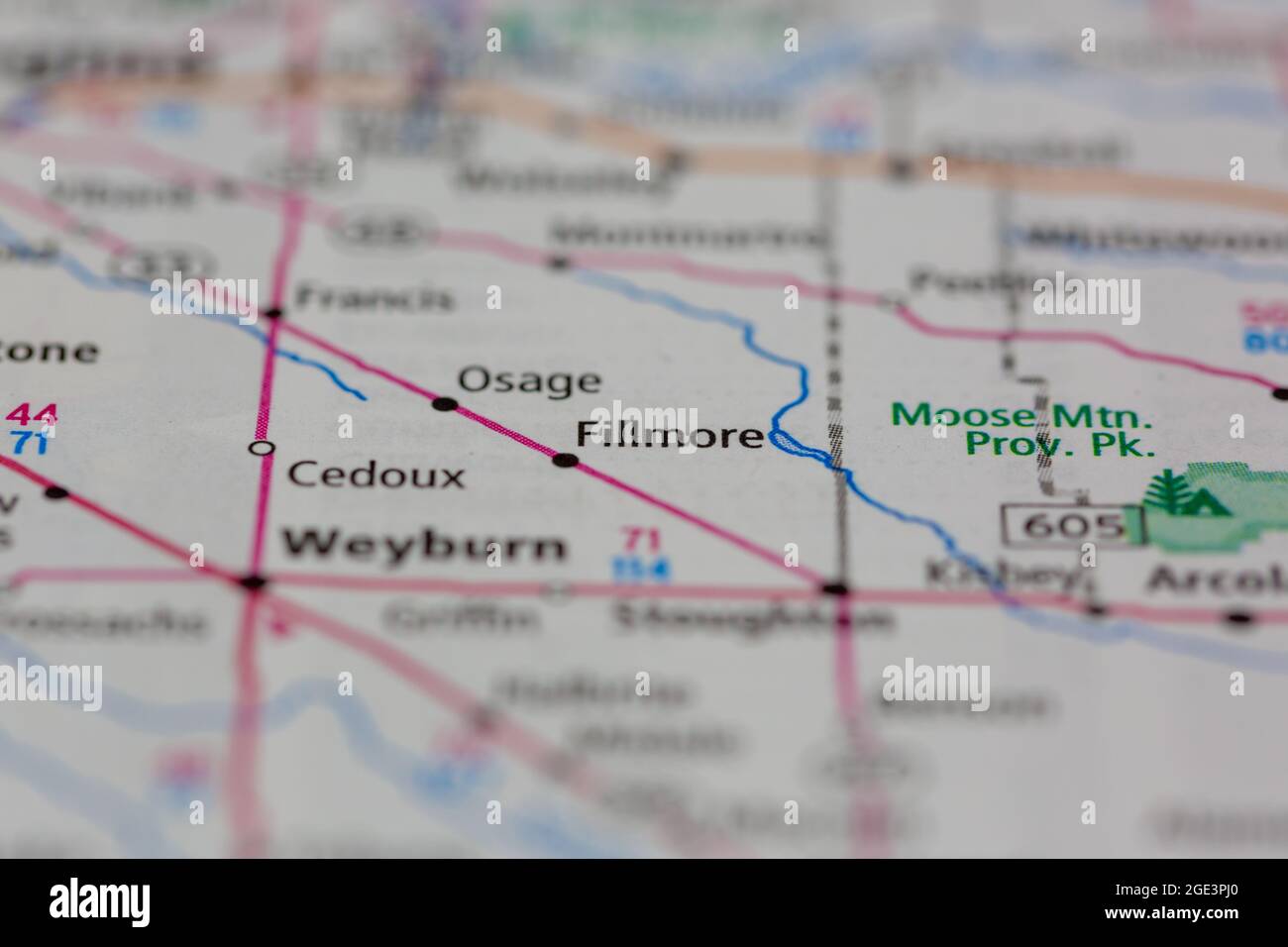 Fillmore Saskatchewan Canada Shown on a road map or Geography map Stock ...