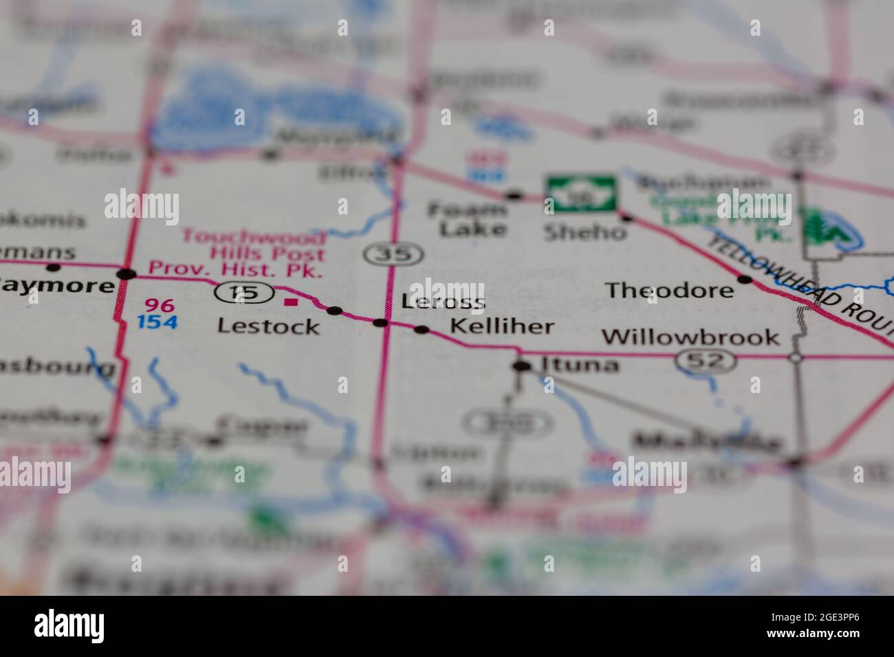 Leross Saskatchewan Canada Shown on a road map or Geography map Stock ...