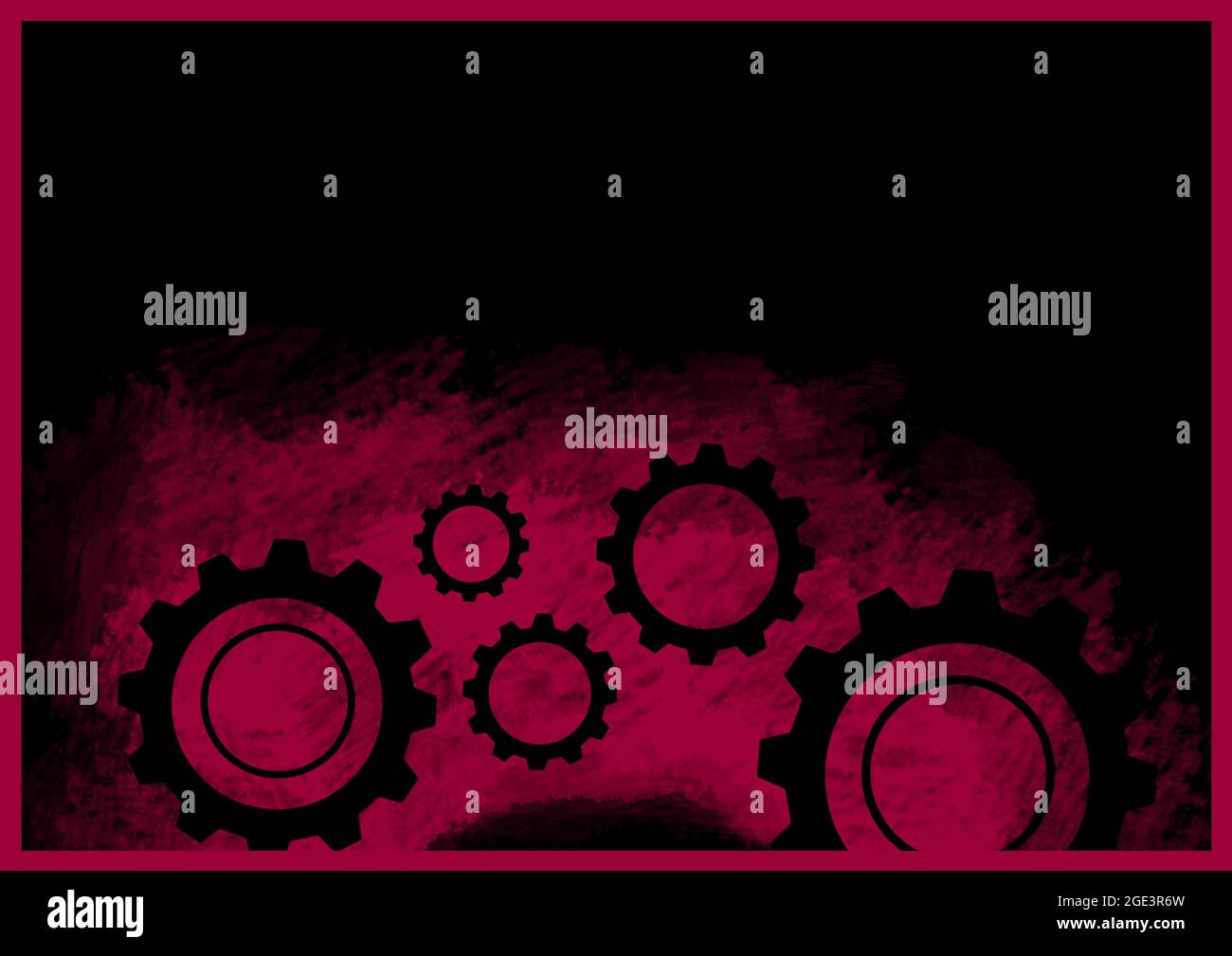 Composition of multiple cogs icons on red and black background Stock ...