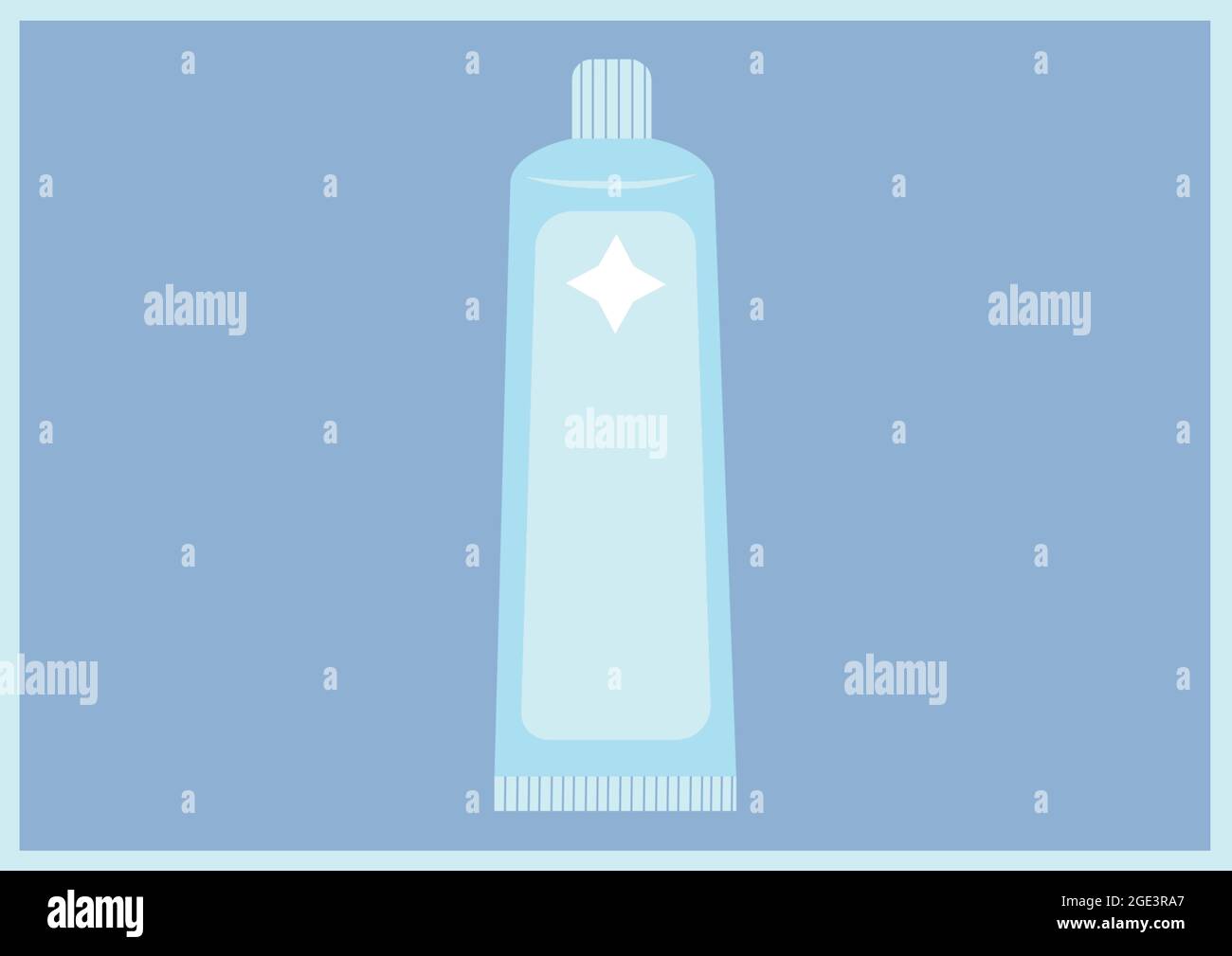 Composition of white and blue toothpaste icon on blue background Stock ...