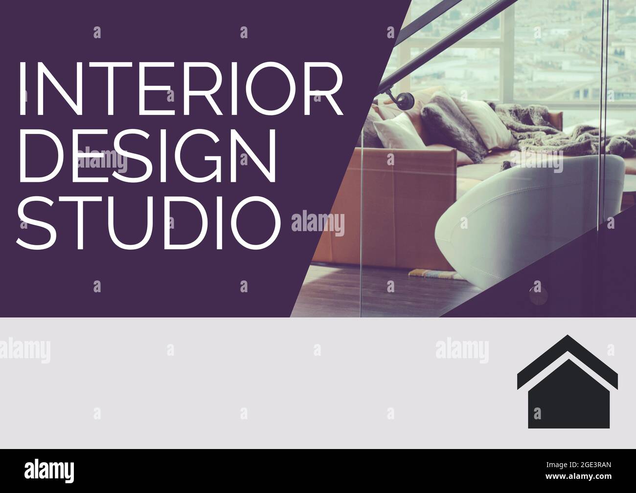 Composition of interior design services text over living room Stock ...