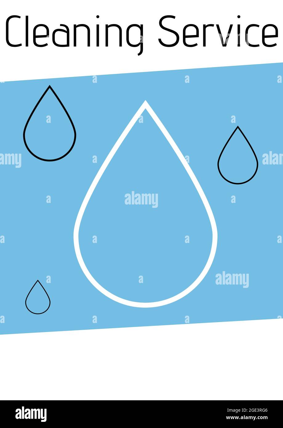 Composition of cleaning services text and water drop icons over blue ...