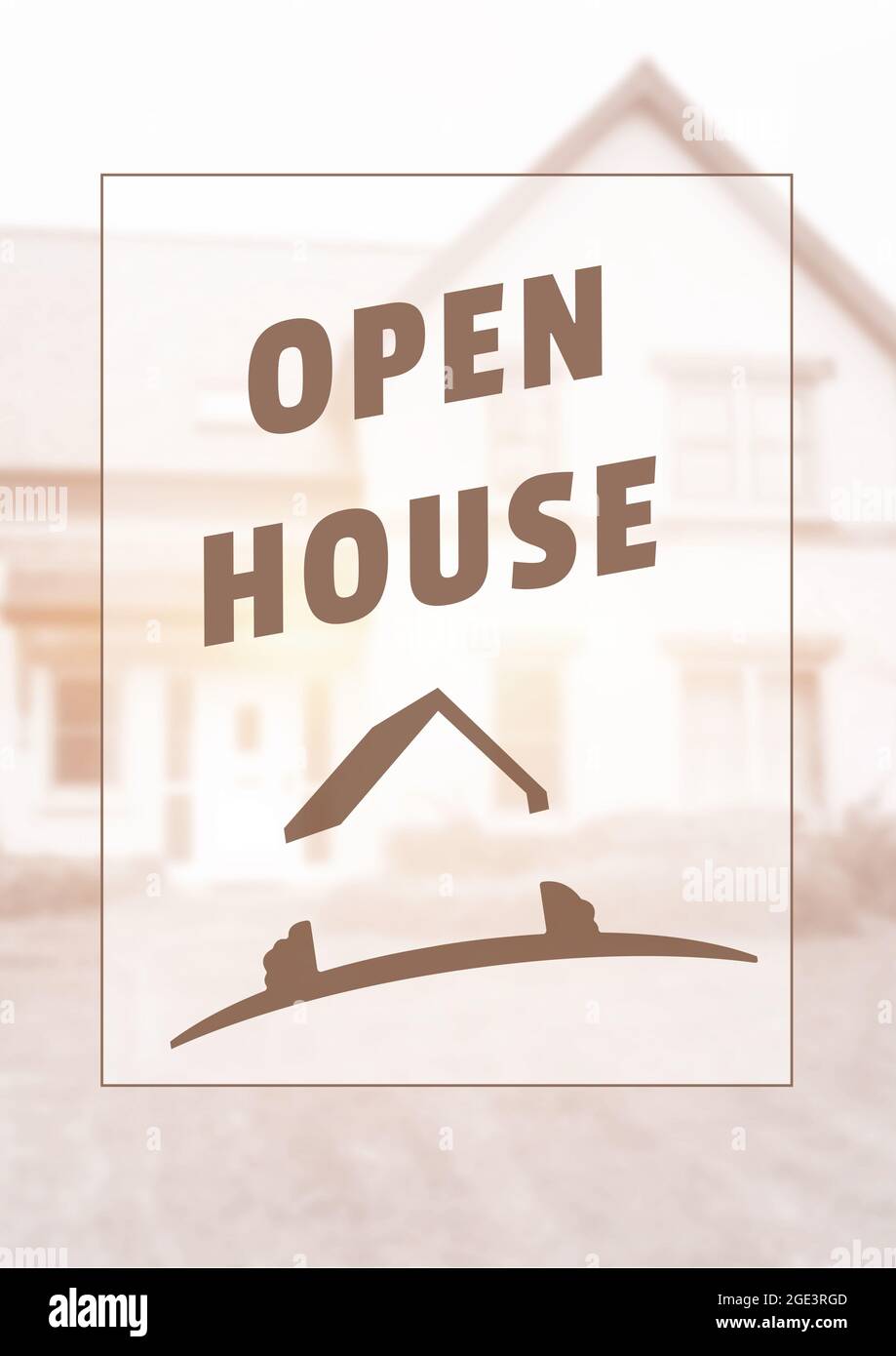 Composition of open house text over black and white house Stock Photo ...