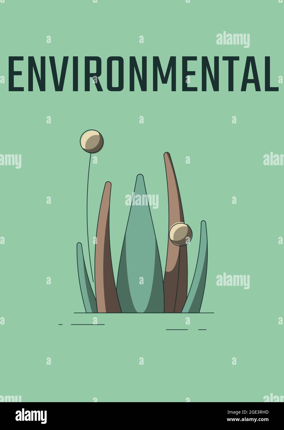 Composition of environmental text and grass over green background Stock ...