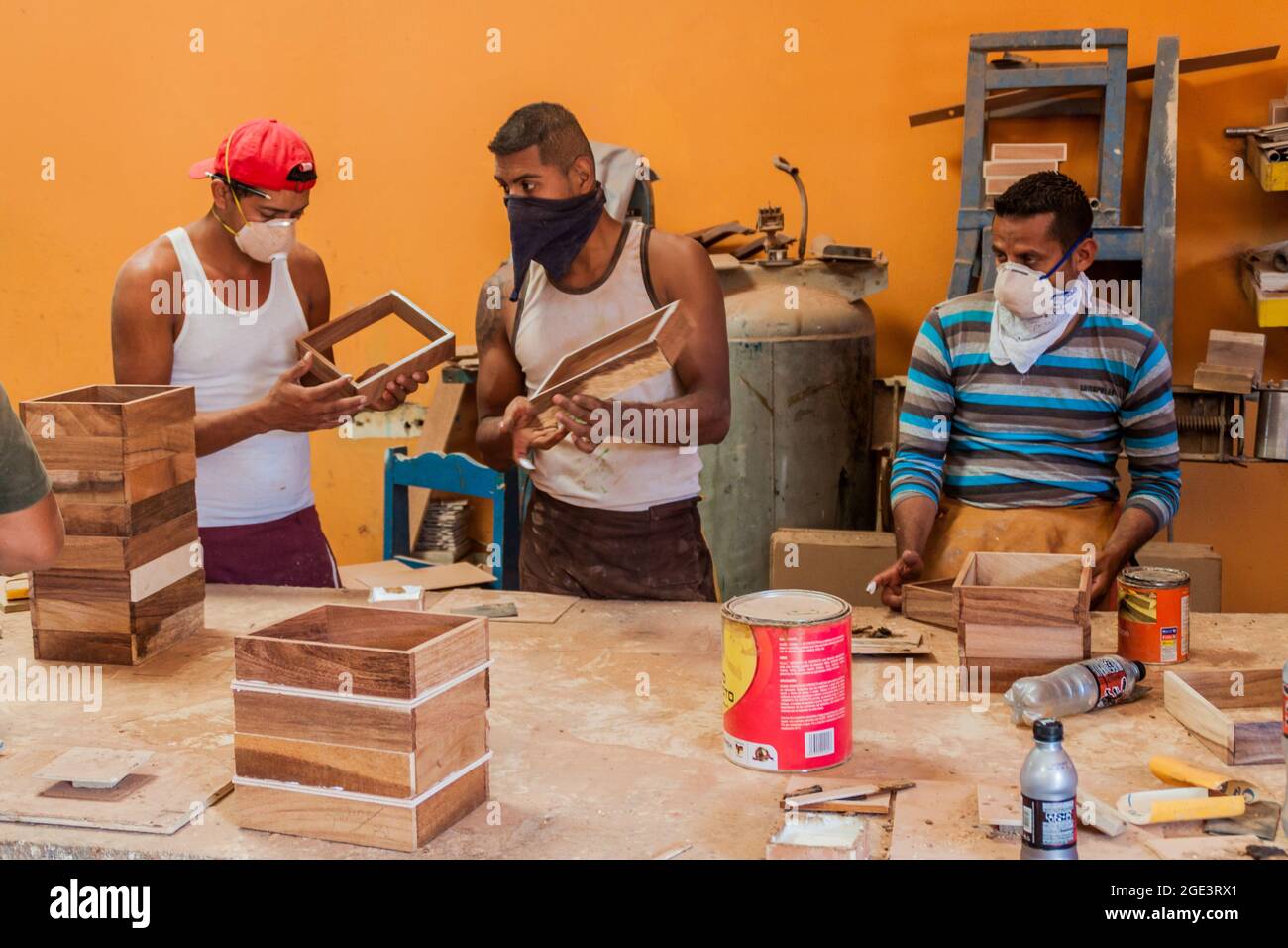 Cigar manufacture wooden boxes hi-res stock photography and images - Alamy
