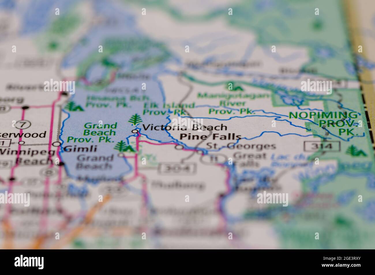 Victoria Beach Saskatchewan Canada Shown on a road map or Geography map ...