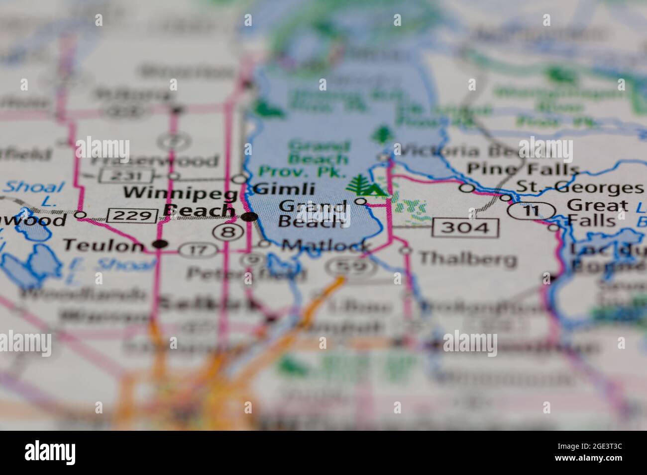 Grand Beach Saskatchewan Canada Shown on a road map or Geography map ...