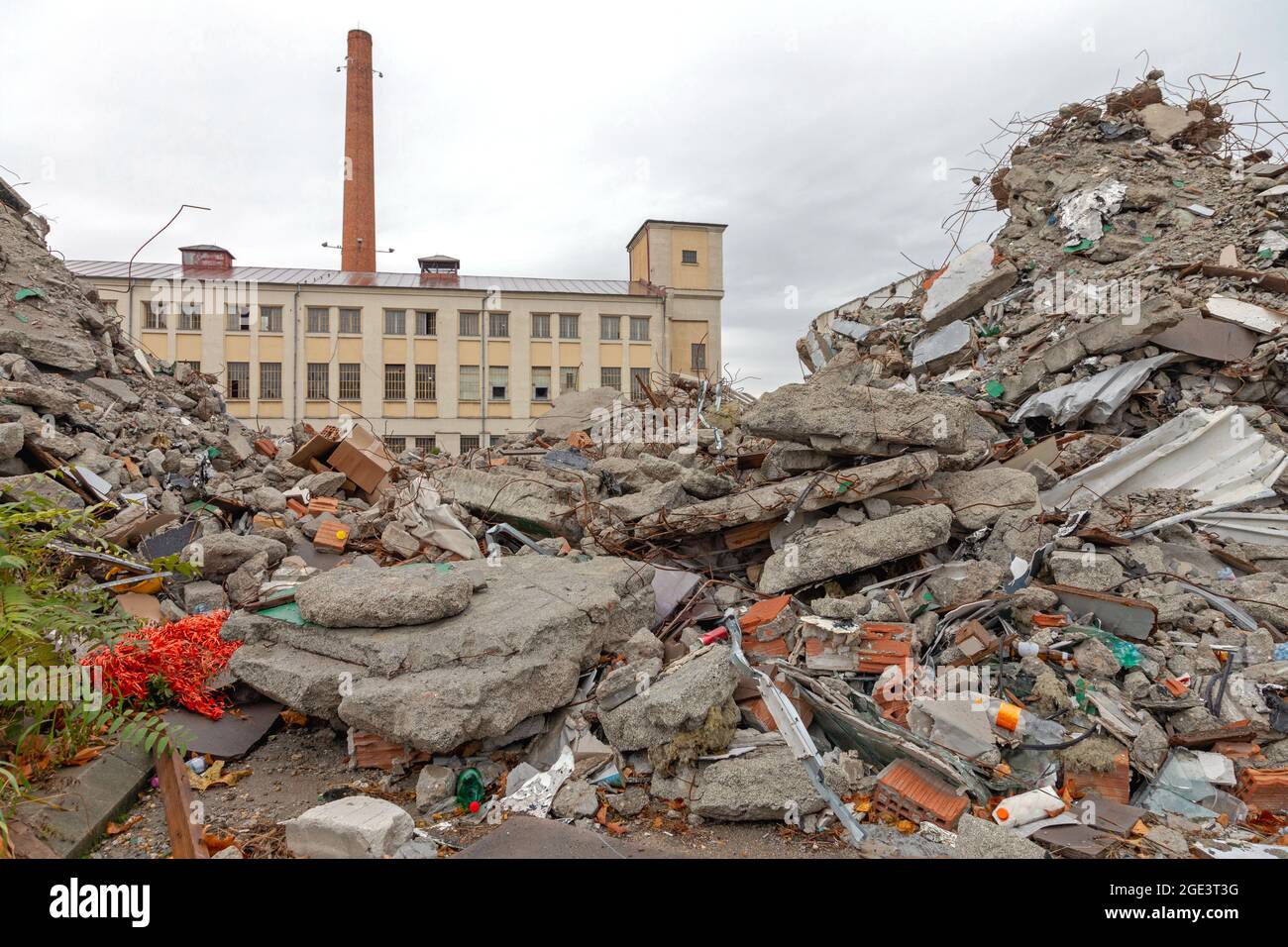 Big Pile of Rubble at Old Factory Demolition Site Stock Photo - Alamy