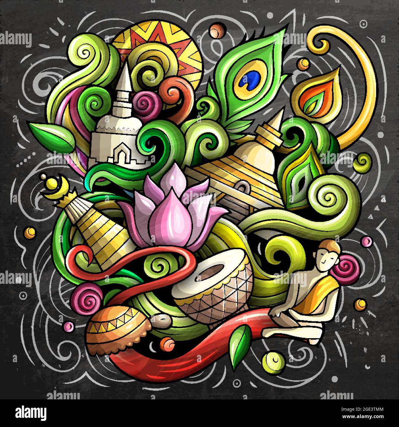 India cartoon vector doodle chalkboard illustration Stock Vector Image ...
