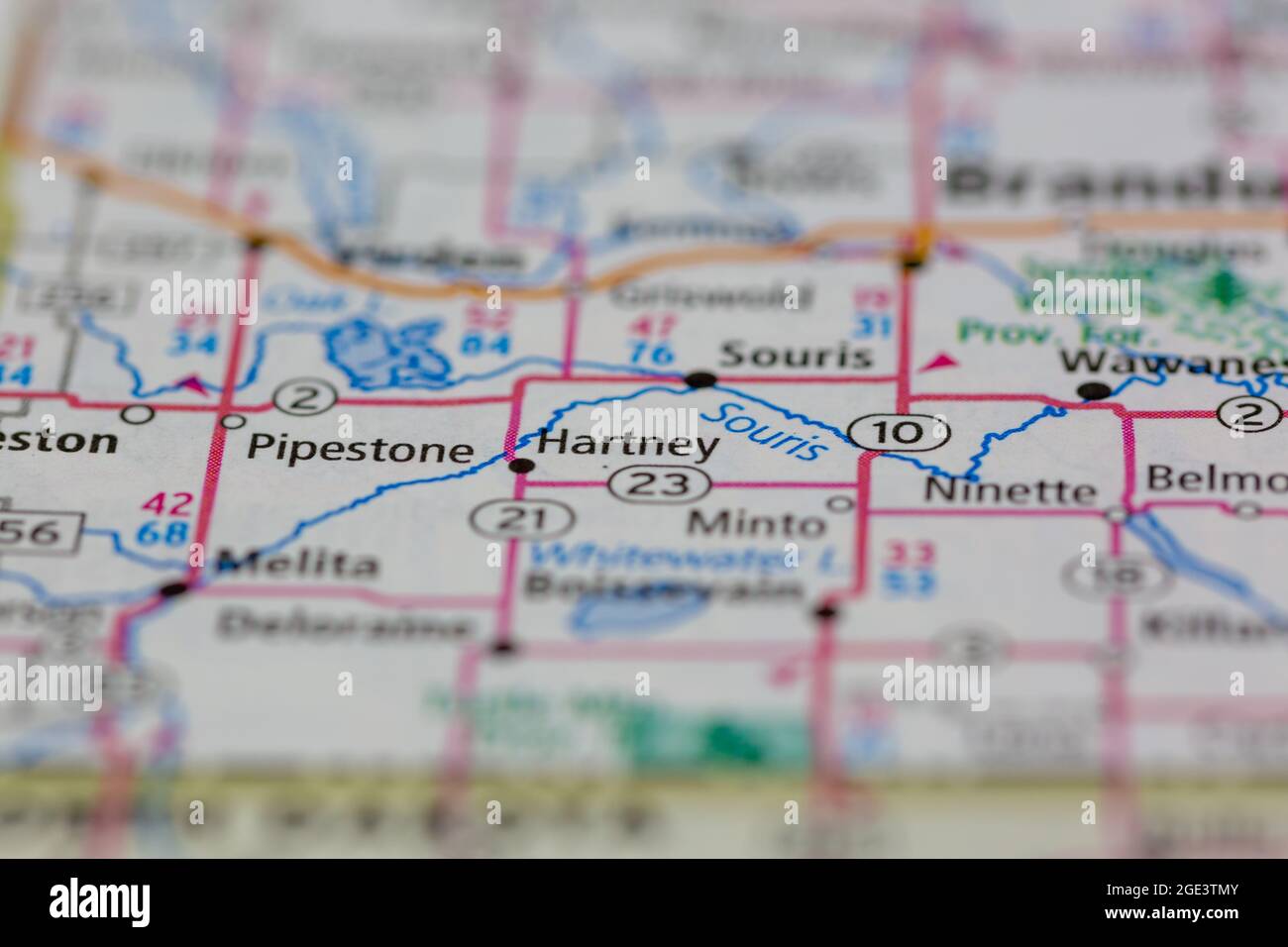 Hartney Saskatchewan Canada Shown on a road map or Geography map Stock ...