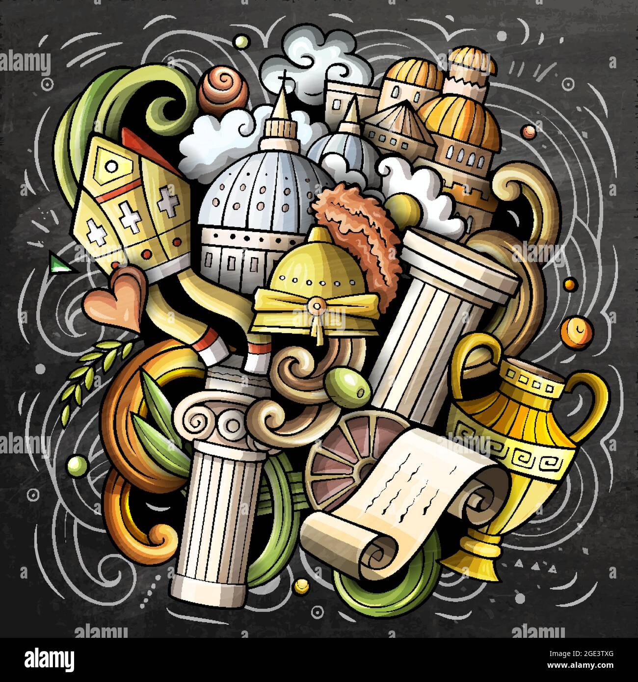 Italy cartoon vector doodle chalkboard illustration Stock Vector Image ...