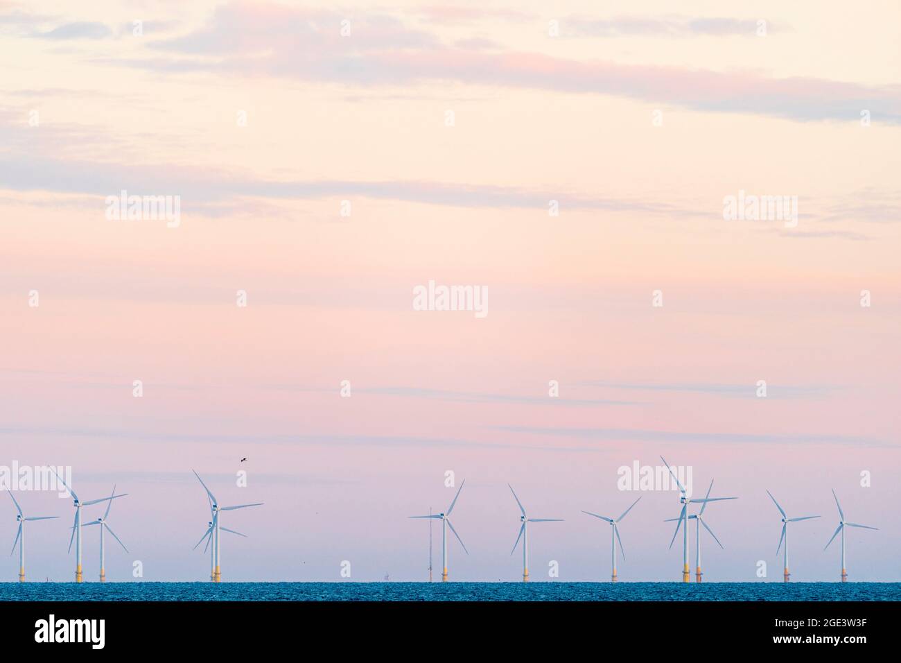 Wind turbines pn the horizon of the Kentist Flats offshore Wind farm ...
