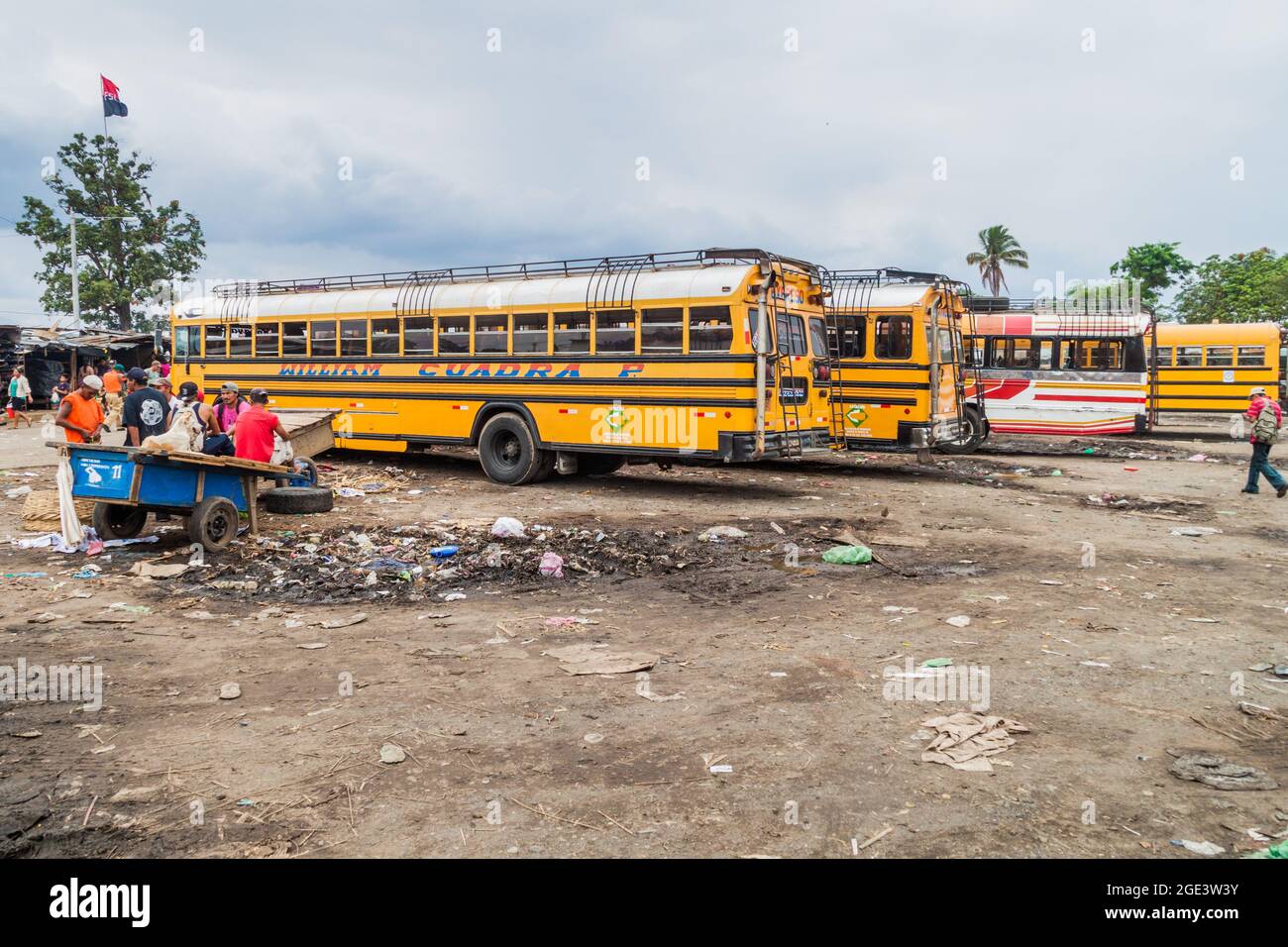 MASAYA, NICARAGUA - APRIL 30, 2016: Local buses called chicken bus at ...