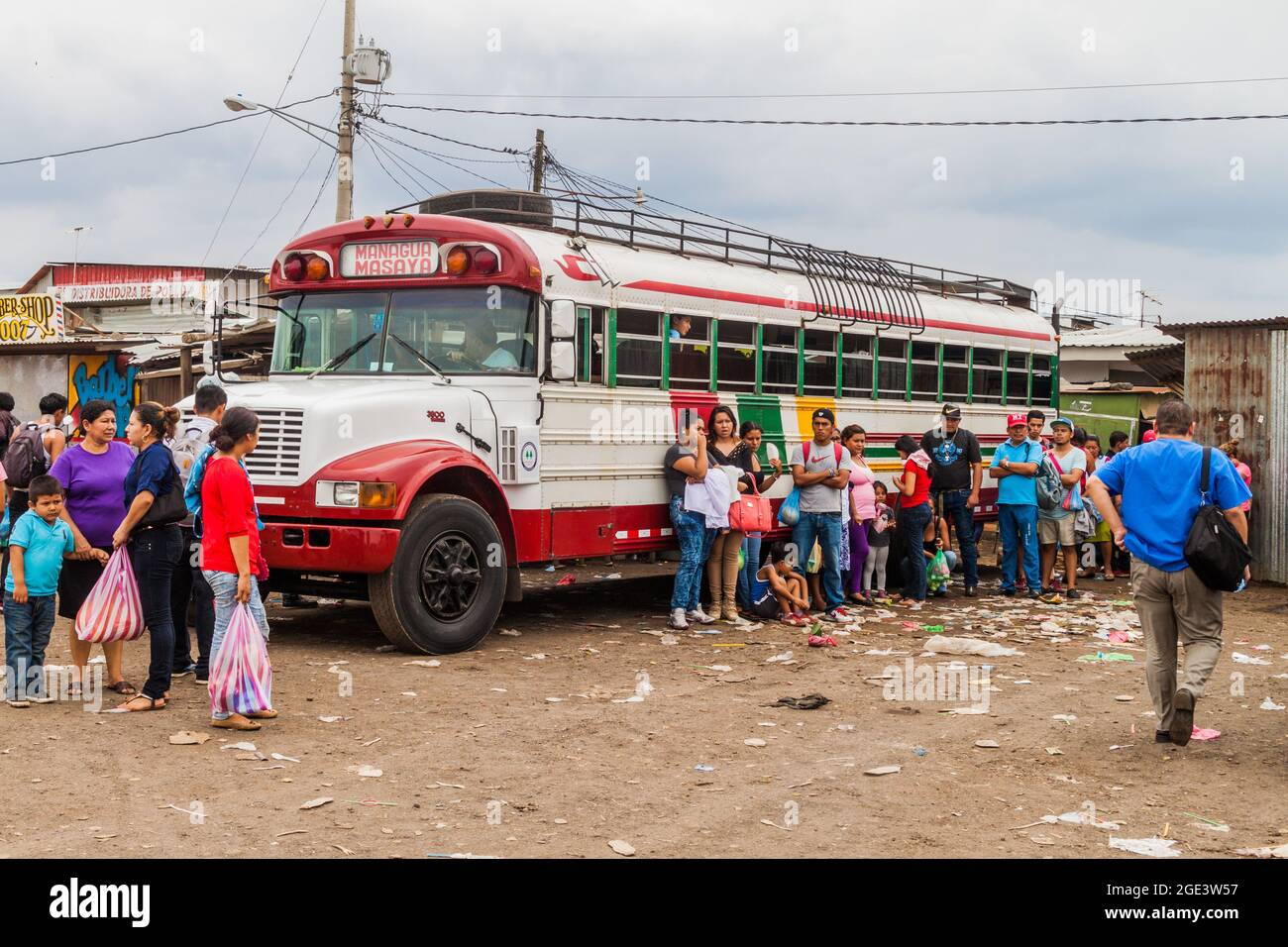 MASAYA, NICARAGUA - APRIL 30, 2016: Local buse called chicken bus at ...