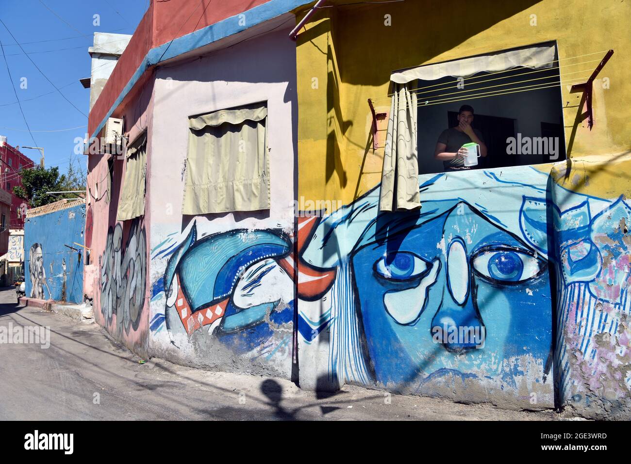 The poor neighbourhood of Ouzai, southern suburbs, Beirut, Lebanon ...
