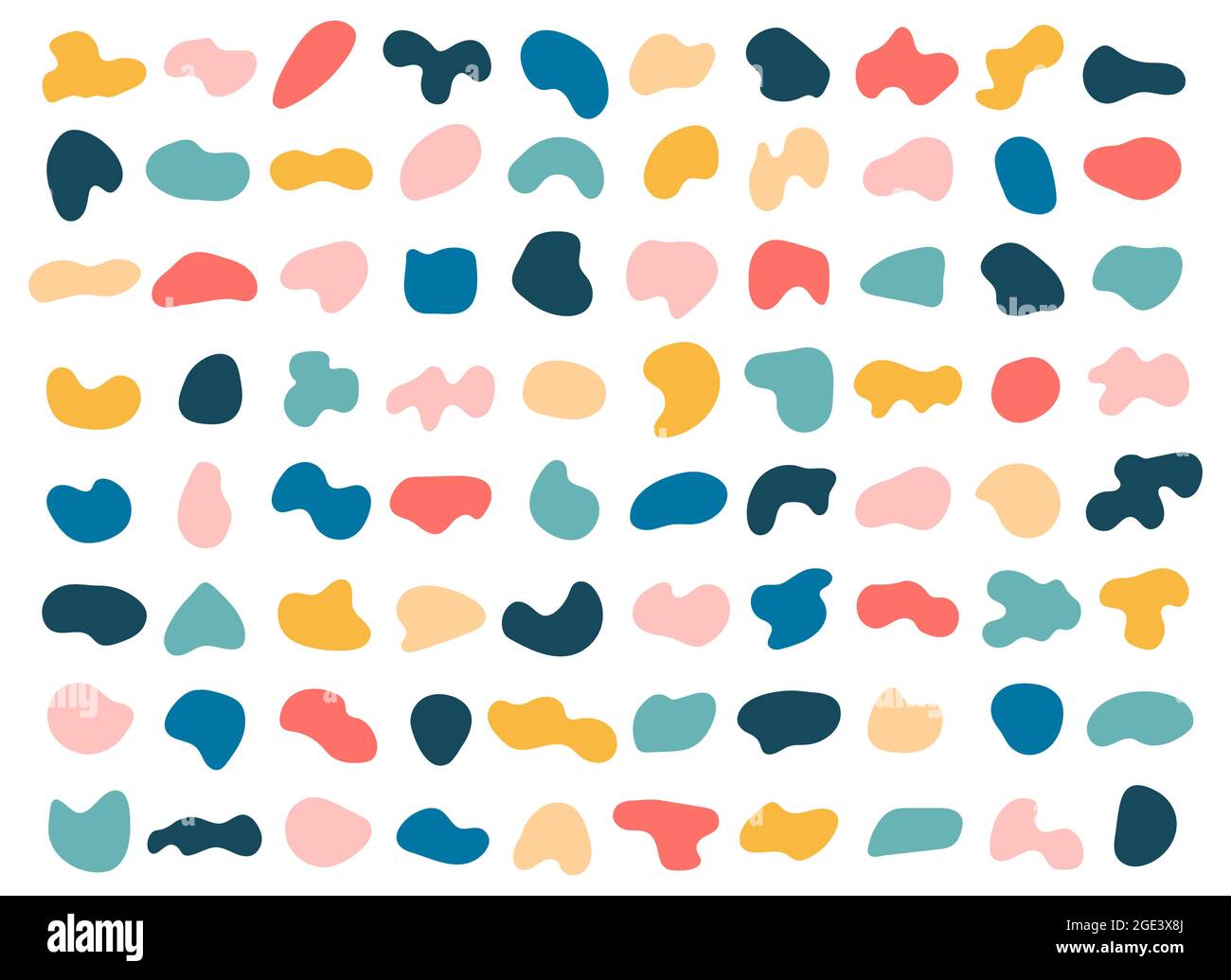 Abstract liquid shapes, organic random blobs, fluid elements. Colored bubble, splodge, drop ...