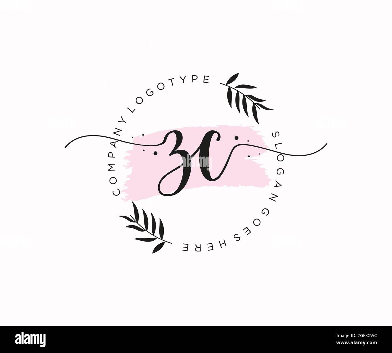 ZC Feminine logo beauty monogram and elegant logo design, handwriting logo of initial signature ...