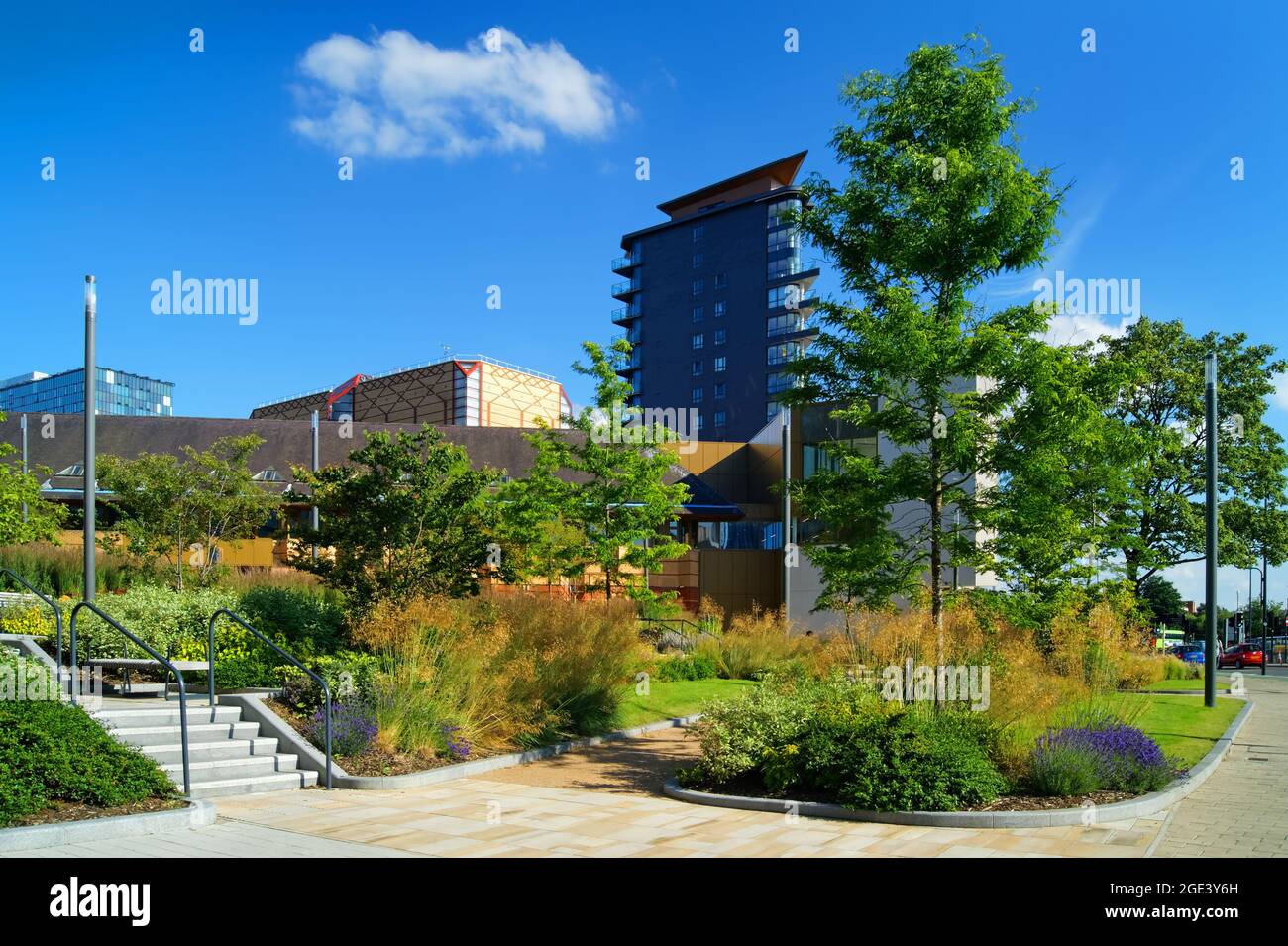 UK, West Yorkshire, Leeds Playhouse Theatre Gardens Stock Photo - Alamy