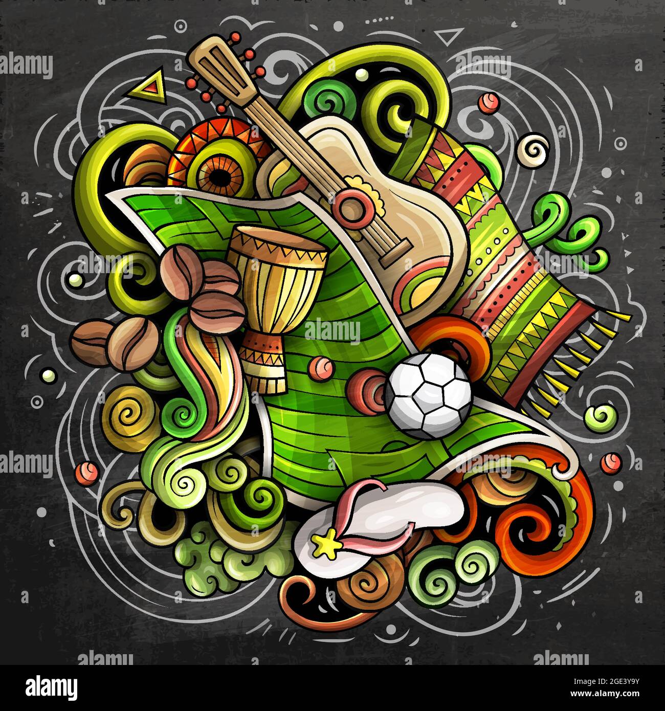 Brazil cartoon vector doodle chalkboard illustration Stock Vector Image ...