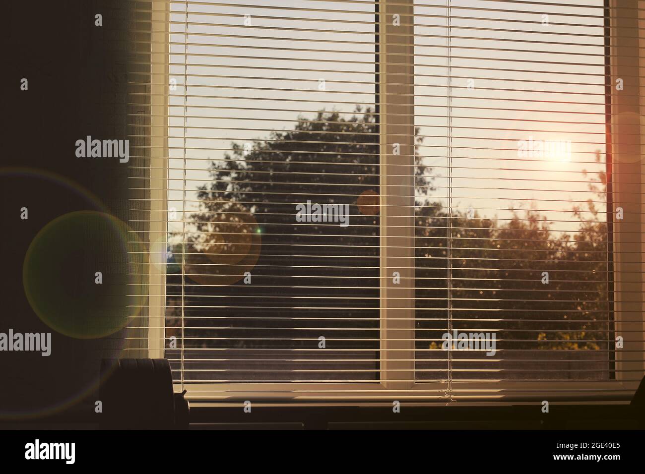 Blinds on the window. Ajar window Stock Photo - Alamy