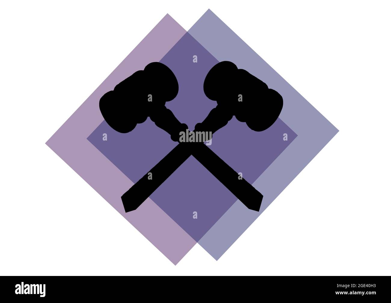 Composition of two black hammer icons on white background Stock Photo ...