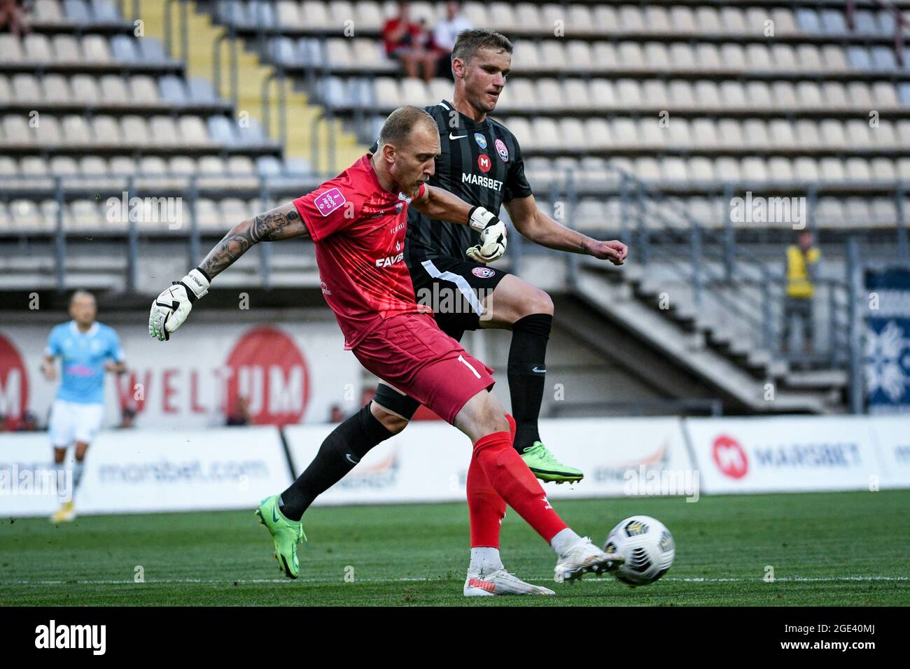 ZAPORIZHZHIA, UKRAINE - AUGUST 14, 2021 - Goalkeeper Danylo Kucher ...