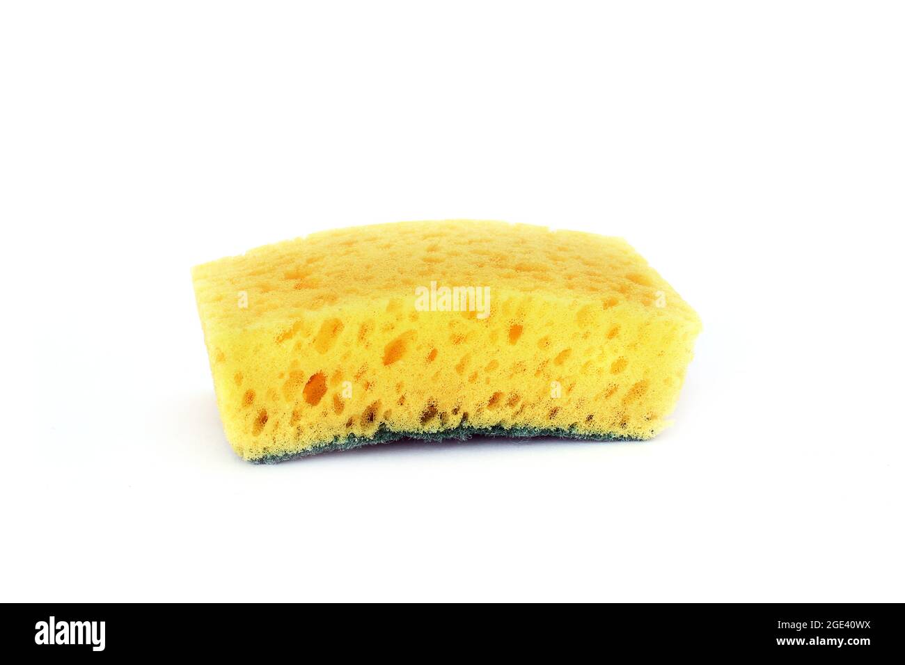 Yellow dishwashing sponge on white background Stock Photo - Alamy