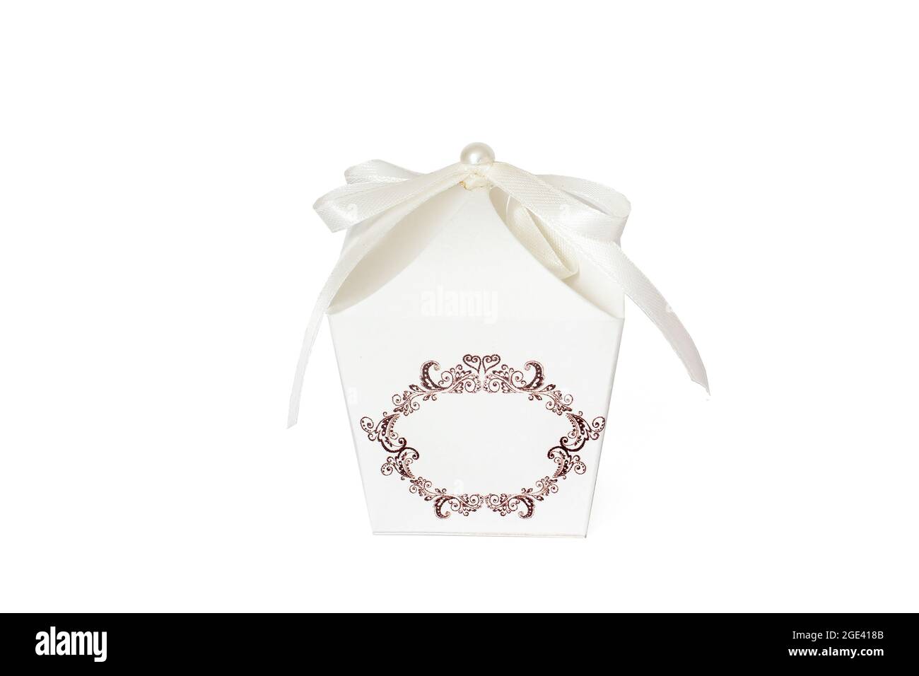 Small gift box in vintage style on white background Stock Photo - Alamy