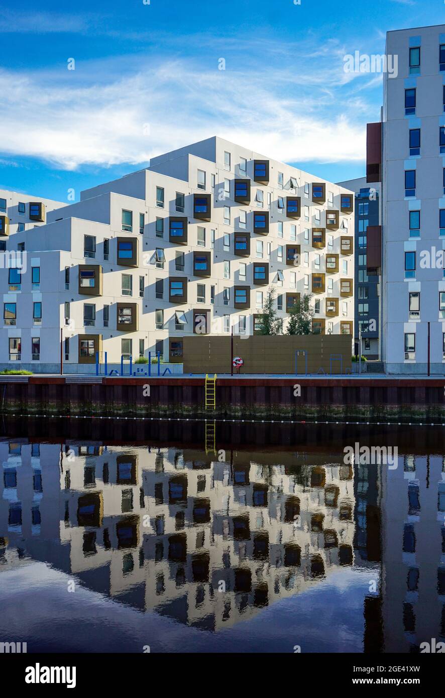 Harbor redevelopment area in Odense, Denmark with modern housing ...