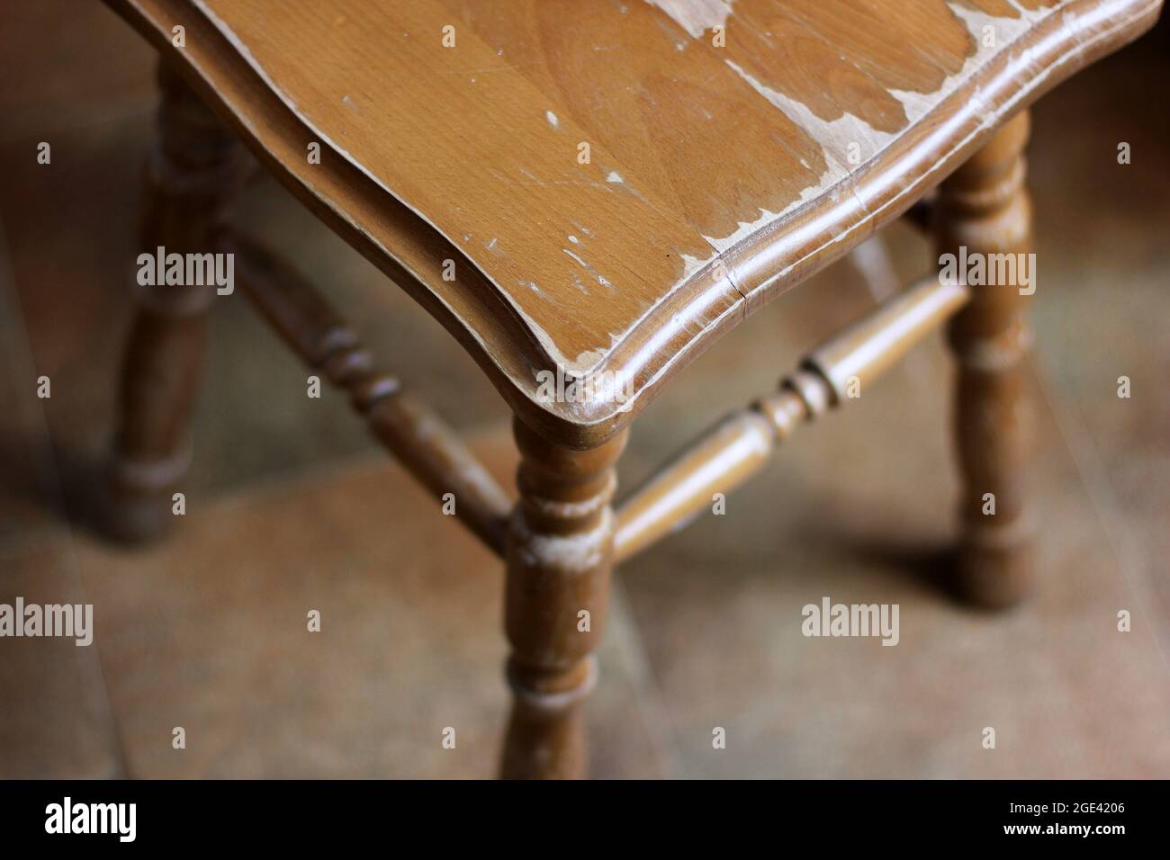 Old wooden stool top view Stock Photo - Alamy