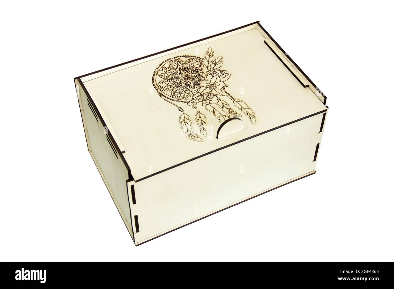 Wooden box on a white background. Handmade box Stock Photo - Alamy